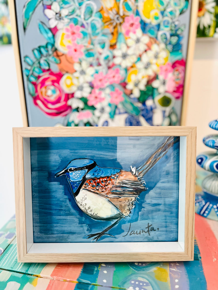 Mini Blue Wren Original – Jacinta Haycock Artist